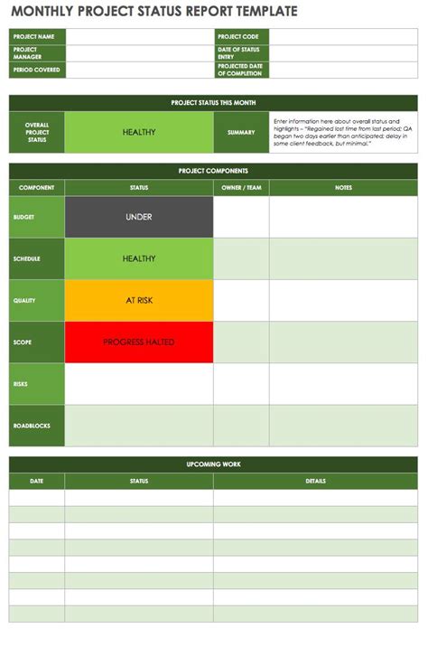 project status report template excel download filetype xls best