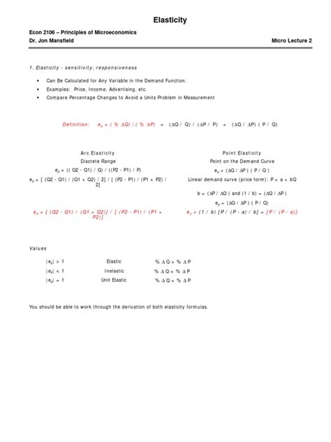 Microeconomics Concept Pdf Price Elasticity Of Demand Demand Curve