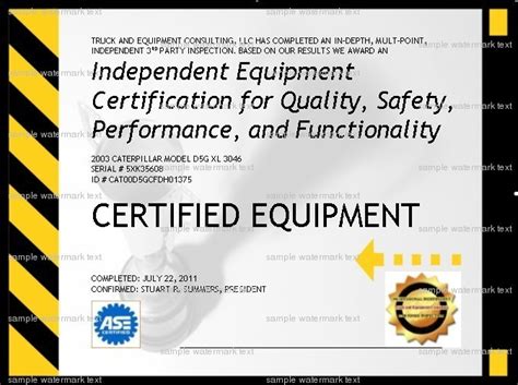 HEAVY EQUIPMENT CERTIFICATION