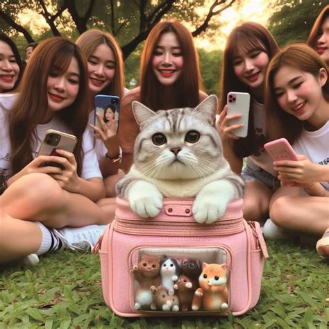 Premium Photo Woman And Cute Fat Cat