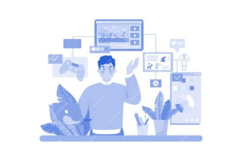 Premium Vector Video Game Designer Coding Interactive Game Environments