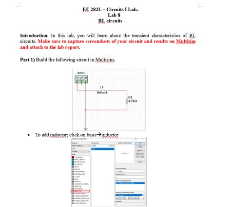 solved ee 282l circuits i lab lab 8 rl circuits