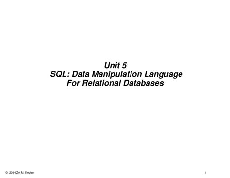 Ppt Unit 5 Sql Data Manipulation Language For Relational Databases