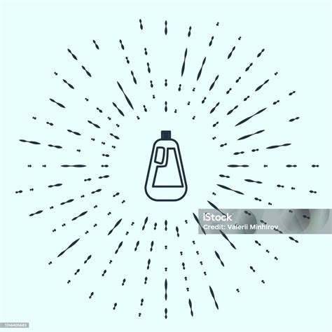 회색 배경에 고립 된 액체 세탁 세제 표백제 식기 세척 액상 아이콘용 검은 색 선 플라스틱 병 추상 원 임의의 점 벡터 일러스트레이션 가능성에 대한 스톡 벡터 아트 및 기타