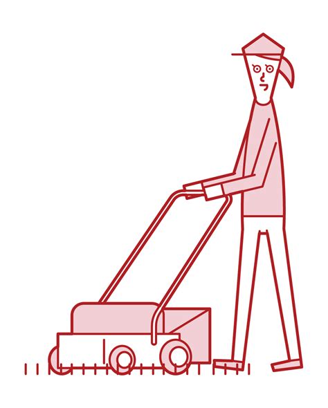 잔디 깎는 기계를 사용하는 사람 여성의 그림 무료 일러스트 소재집 Kukukeke