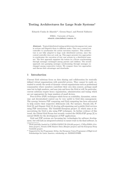 pdf testing architectures for large scale systems