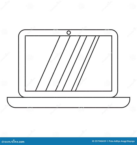 Thin Line Laptop Stock Vector Illustration Of Flat 257946659