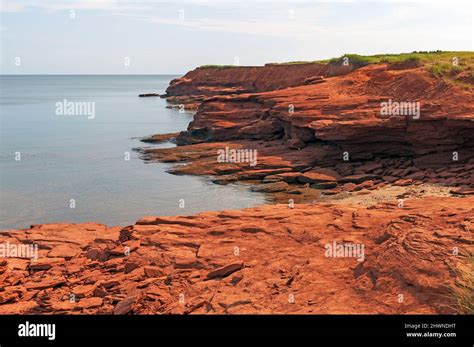 Red Sandstone Cliffs At Low Tide On Cavendish Beach At Prince Edward