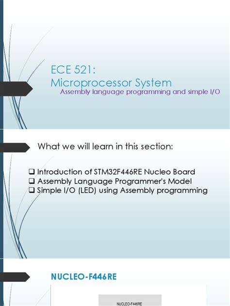 lecture 8 ece521 stm32f446re board and led interfacing pdf central