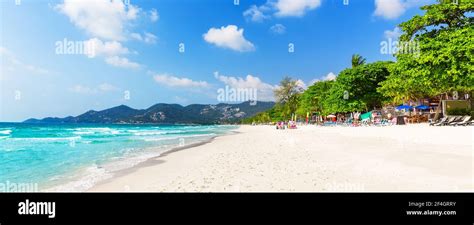 Panorama Of Beautiful White Sandy Beach In Koh Samui Thailand