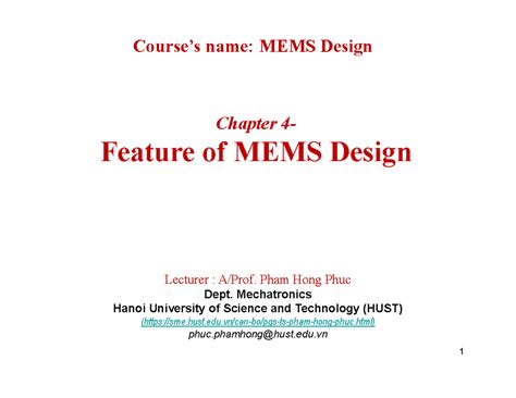 Mems Design Chap 4 Feature Of Mems Design New Chapter 4 Feature Of Mems Design Courses