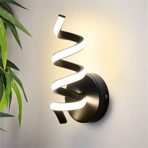 Zmh Applique Murale Led Intérieur Noir Applique Murale Moderne 7w Blanc