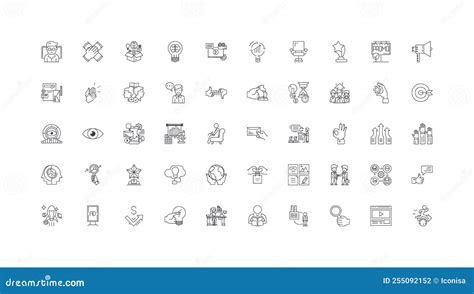 Marketing Set Ideas Linear Icons Line Signs Set Vector Collection Stock Vector Illustration