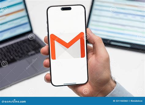 Gmail Logo On The Screen Of Mobile Phone In Mans Hand Editorial Image Image Of Network