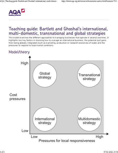 Aqa Teaching Guide Bartlett And Ghoshals International Multi Domestic