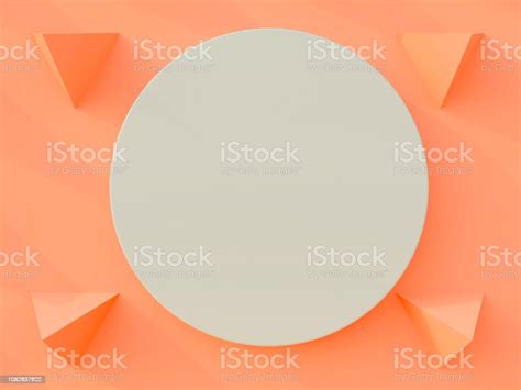 파스텔 색상 원 배경 기하학적 형태와 크림 산호 배경에 광고에 대 한 이랑입니다 3차원 형태에 대한 스톡 사진 및 기타 이미지 3차원 형태 공란 광고 Istock