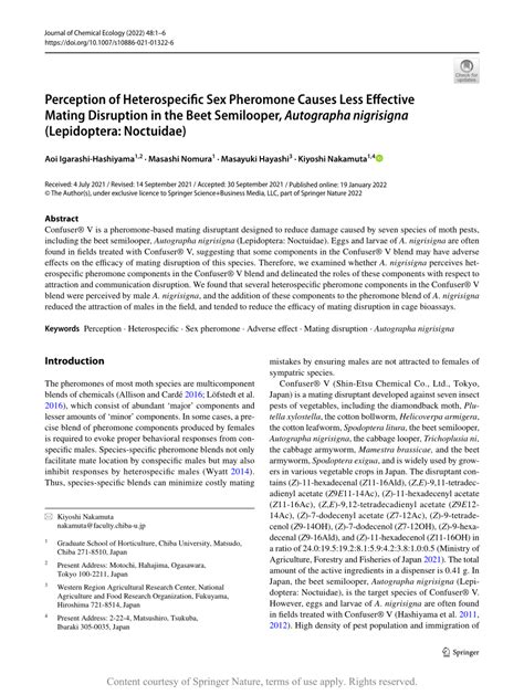 Perception Of Heterospecific Sex Pheromone Causes Less Effective Mating Disruption In The Beet