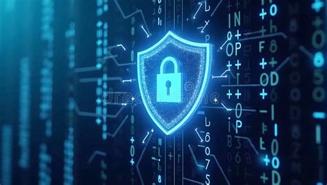 A Digital Shield Symbol with Binary Code in the Background, Representing Cybersecurity, Data ...