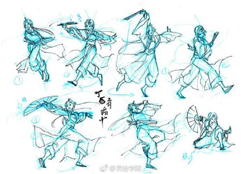 实用素材 绘画教程 中华武术 来自香港的艺术家創夢者Shuen 创作的武术百图的动作分解实用满分考据满分