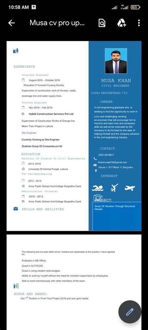 Engr Muhammad Musa Khan On Linkedin Assalum Alikum I Am Bsc Civil Engineer And Have 1