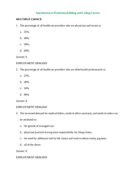 Ch 1 Intro To Professional Billing And Coding Careers Doc Template