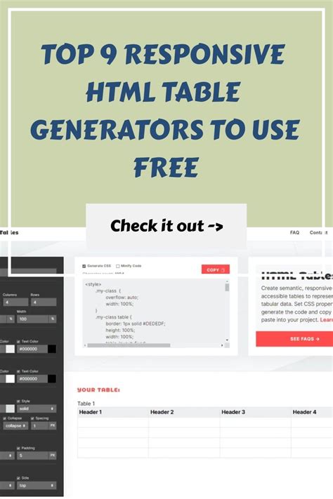 Top Responsive HTML Table Generators For Free