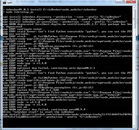 IOBroker Windows Installation Bleibt Stehen