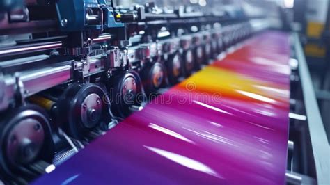 High Speed Industrial Printing Press In Action Stock Illustration