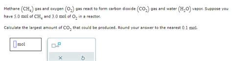 solved methane ch4 gas and oxygen o2 gas react to form