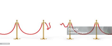 흰색 배경에 고립 로프 울타리 3d 일러스트레이션 3차원 형태에 대한 스톡 사진 및 기타 이미지 3차원 형태 고급 호텔 금 금속 Istock