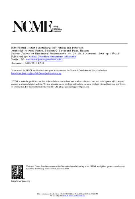 Pdf Differential Testlet Functioning Definitions And Detection