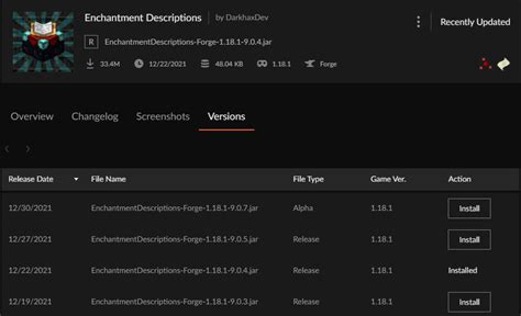Latest Release Version Issue Darkhax Minecraft Enchantment Descriptions GitHub