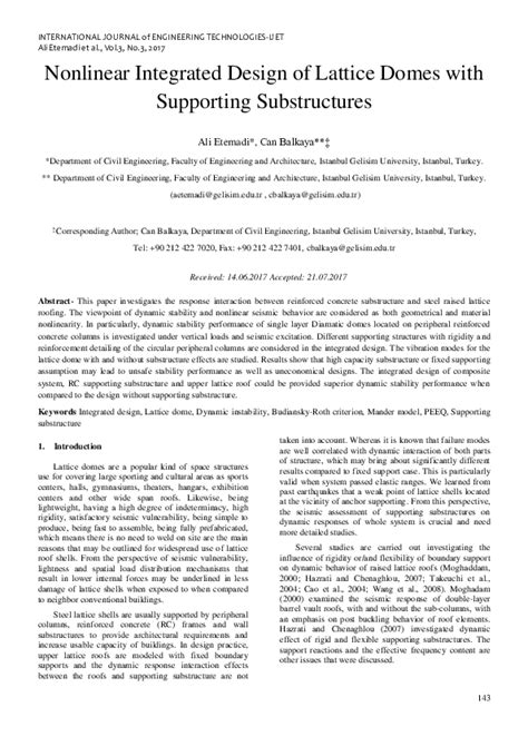 Pdf Nonlinear Integrated Design Of Lattice Domes With Supporting Substructures