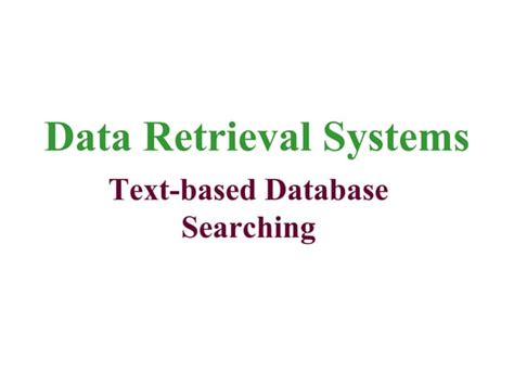 Data Retrieval Systems Pdf