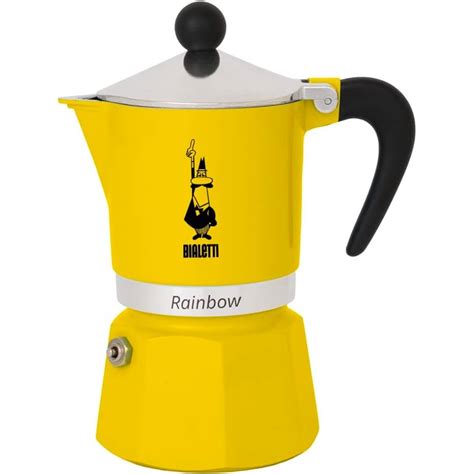 Bialetti Rainbow Italian Coffee Maker 6 Cups Black Yellow