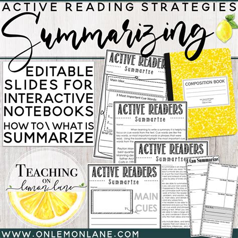 summary reading strategy how to summarize editable use w any text