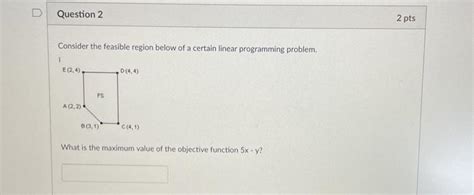 Solved Question 2 2 Pts Consider The Feasible Region Below