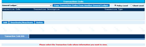 Transaction Code Setup