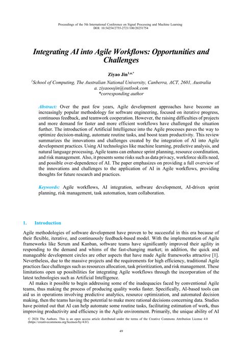 pdf integrating ai into agile workflows opportunities and challenges