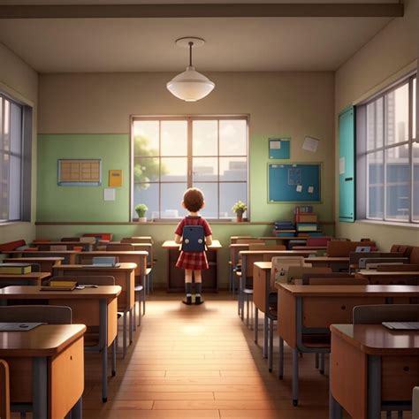 Alone At School Adventures In Animated Isolation Premium Ai Generated Image