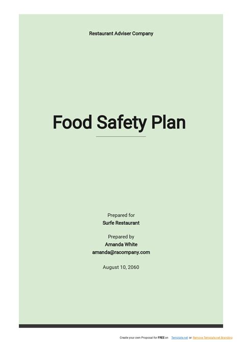 Food Safety Plan Template