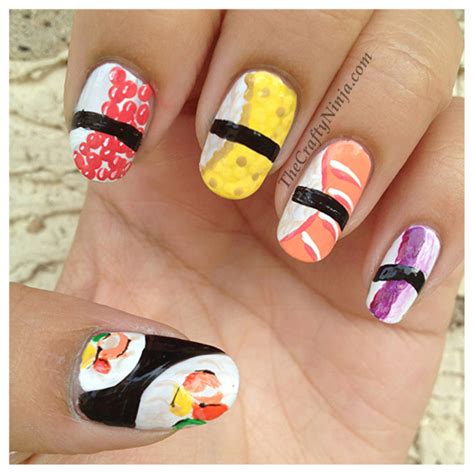 Food Inspired Nail Art Pizza Burger Fried Chicken And Sushi
