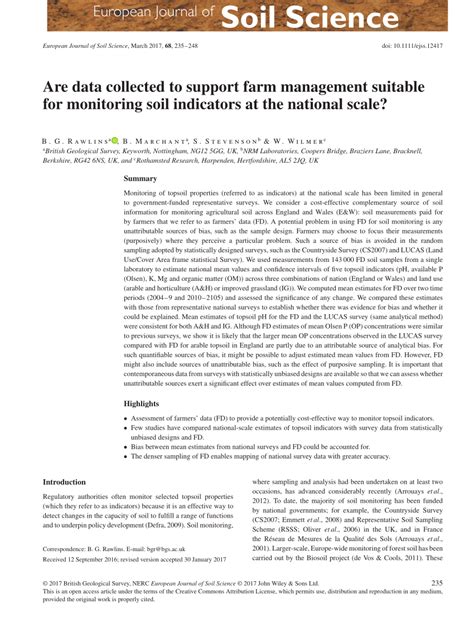 PDF Are Data Collected To Support Farm Management Suitable For Monitoring Soil Indicators At