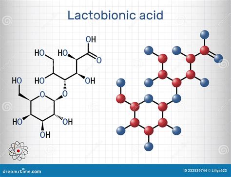 Lactobionic Acid, Lactobionate Molecule. Skeletal Formula. Chemical ...