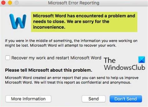Word Has Encountered A Problem And Needs To Close On Mac