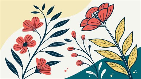 Floral Corner Design With Red Flowers Decorative Element Vector Design Generative Ai Stock