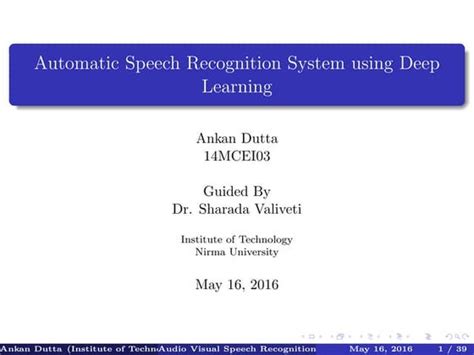 Automatic Speech Recognition Ppt