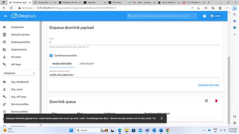 Configuration Of Sensor Unsuccessful Chirpstack Community Forum