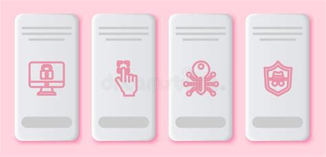 Set Line Lock On Monitor Fingerprint Smart Key And Incognito Mode White Rectangle Button