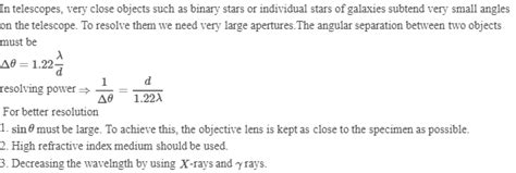 16define The Resolving Power Of Astronomical Telescope Write The